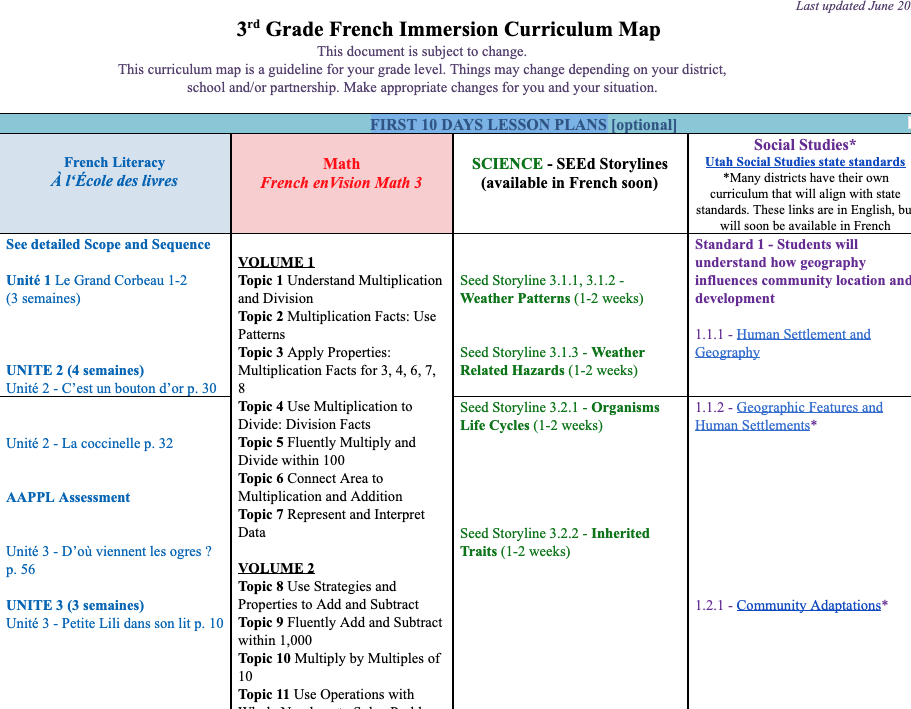 Curriculum Map Grade 3 Curriculum Map Grade 3